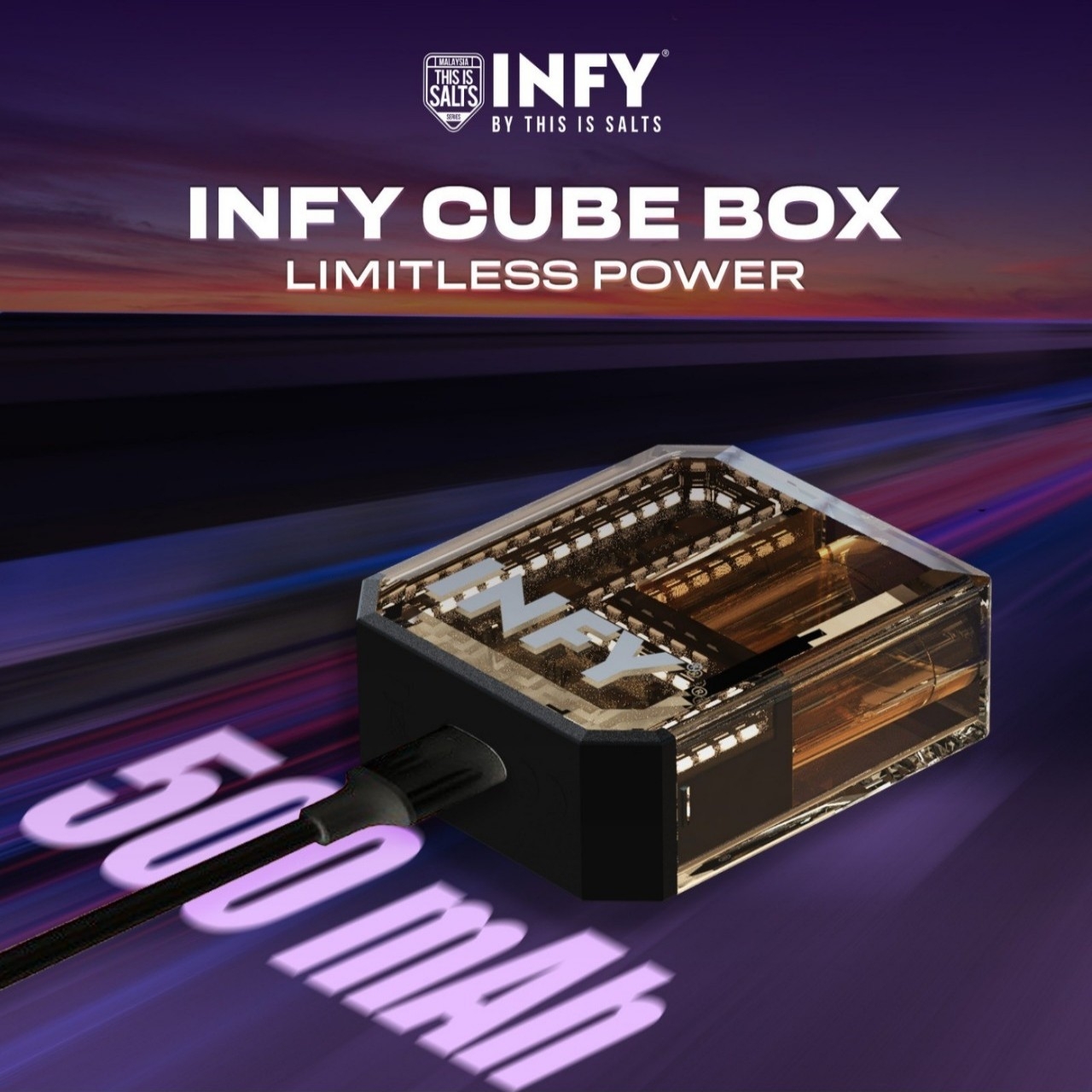 INFY Cube Box ราคาถูก พอตเปลี่ยนหัว ทรงกลองสี่เหลี่ยม สีใส - RELX BKK