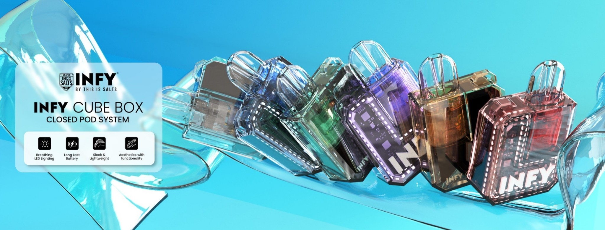 INFY Cube Box ราคาถูก พอตเปลี่ยนหัว ทรงกลองสี่เหลี่ยม สีใส - RELX BKK